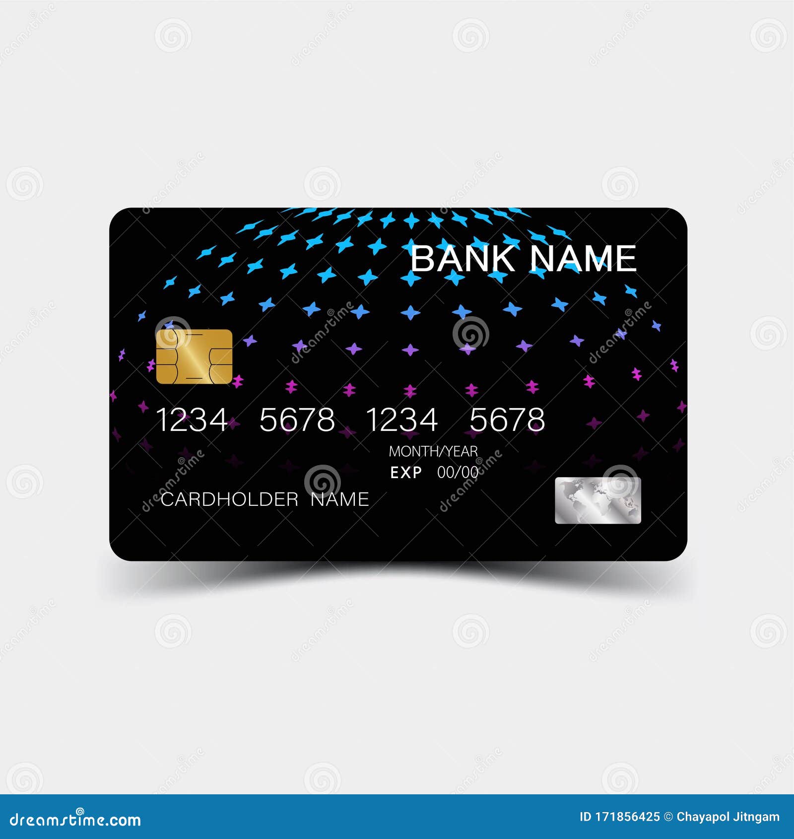 Purple Gradient Credit Card Design. on the Gray Background Stock Vector ...