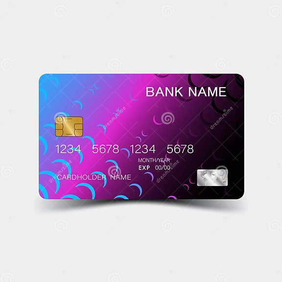 Purple Gradient Credit Card Design. Stock Vector - Illustration of ...