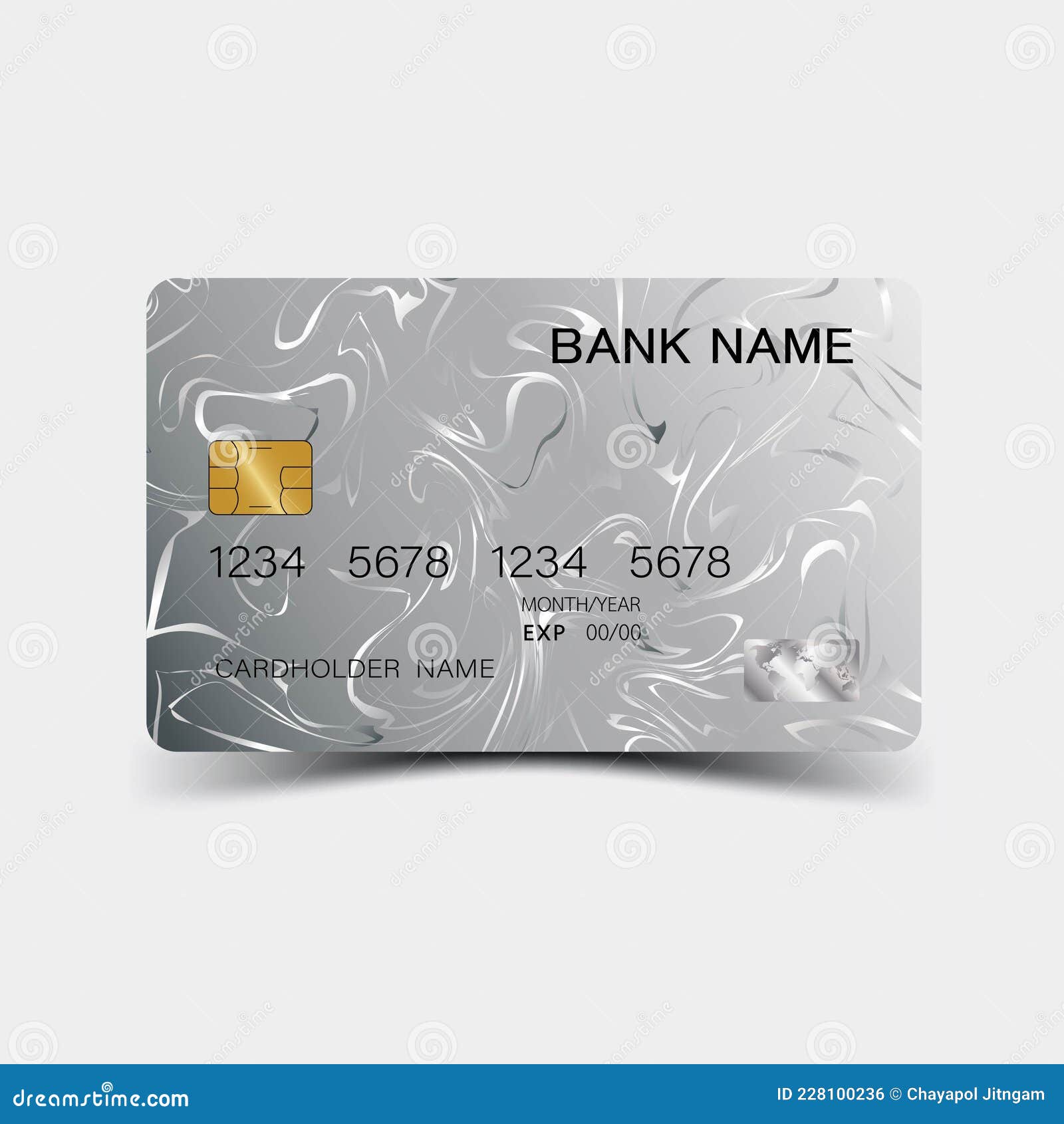 Silver credit card design. stock vector. Illustration of bank - 228100236