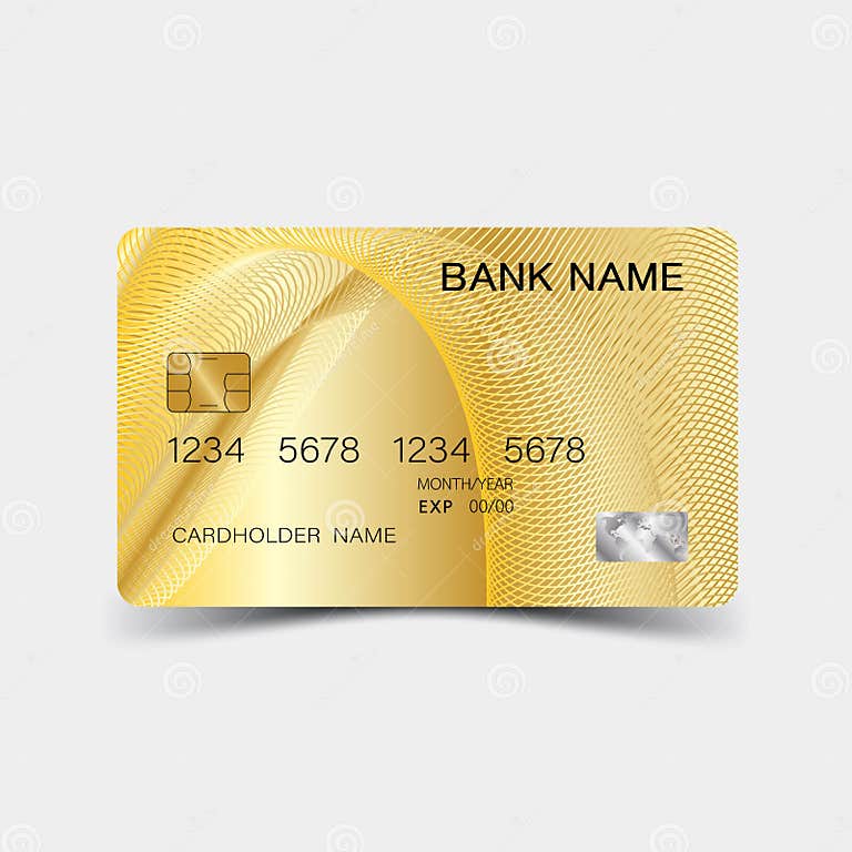 Golden Color Credit Card Template, Luxurious. Editable Vector Design ...