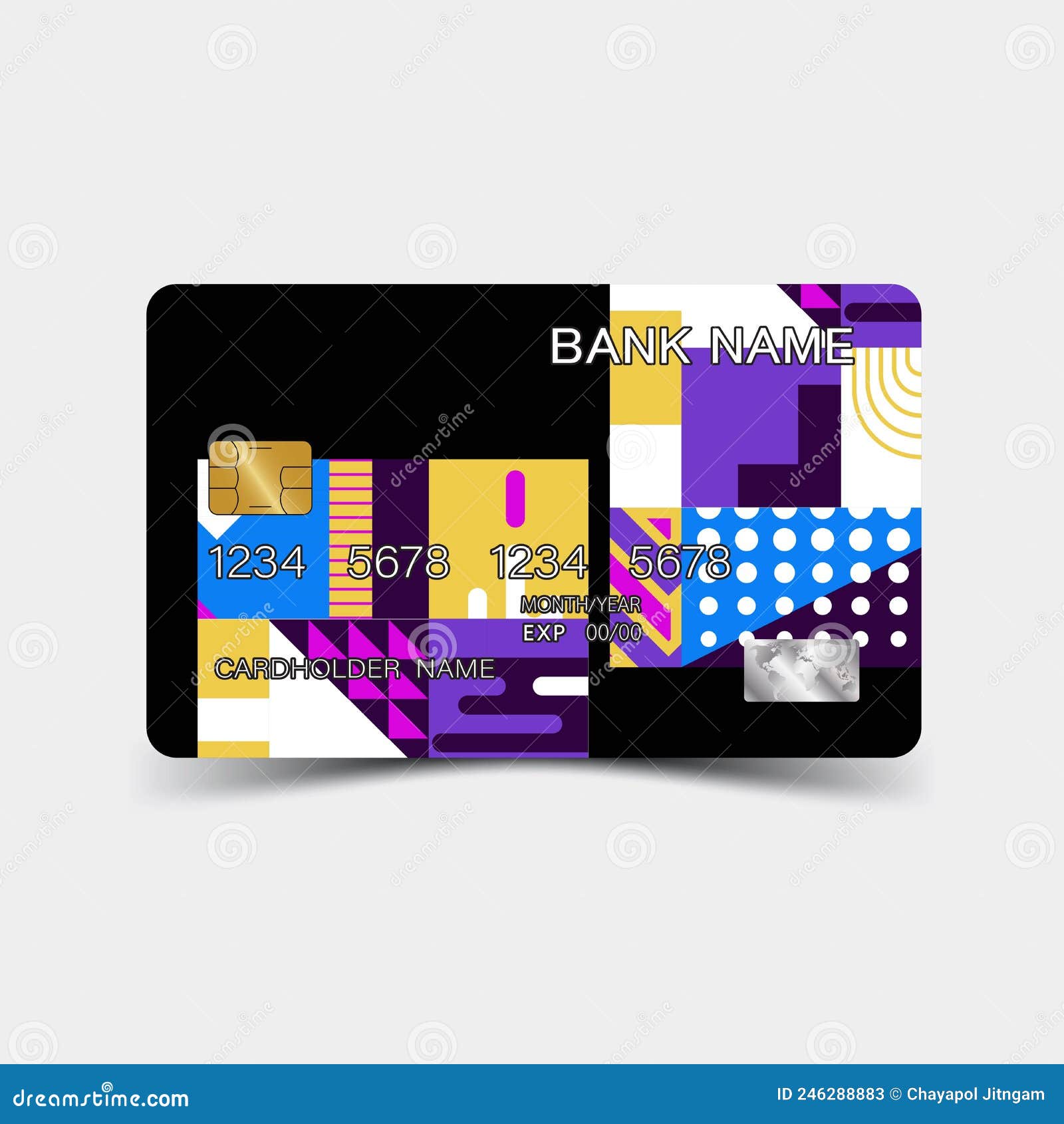 Credit Card Design. Inspiration from Memphis Art. Editable Vector ...