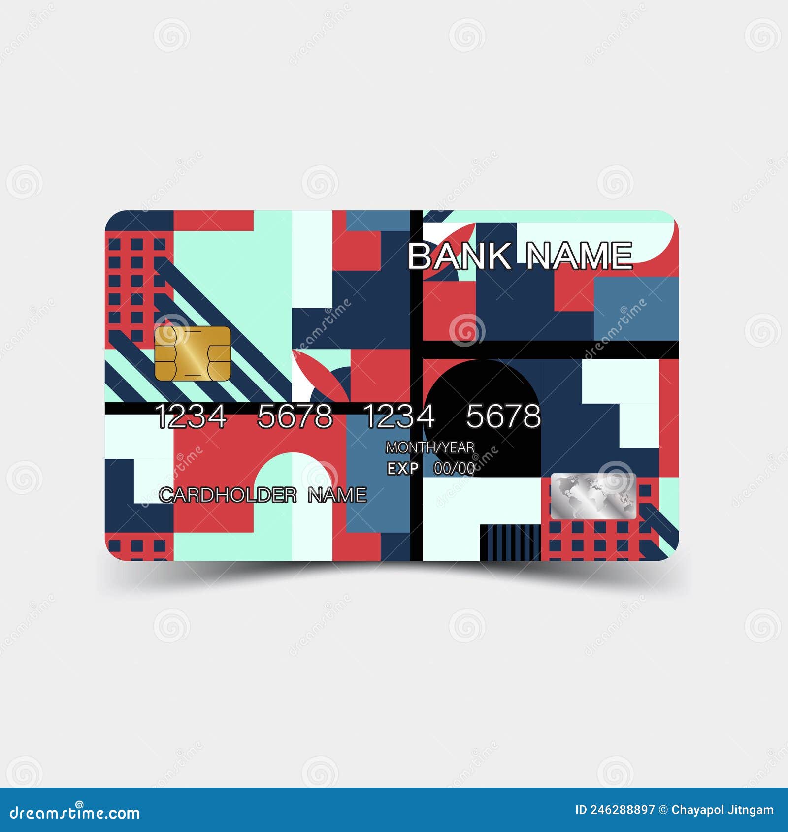 Credit Card Design. Inspiration from Memphis Art. Editable Vector ...