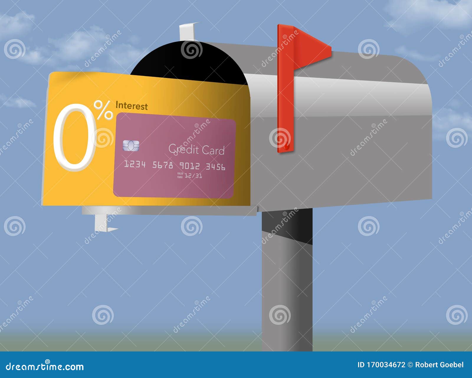 A Credit Card Offer of Zero Percent Interest Rate Stock Illustration ...