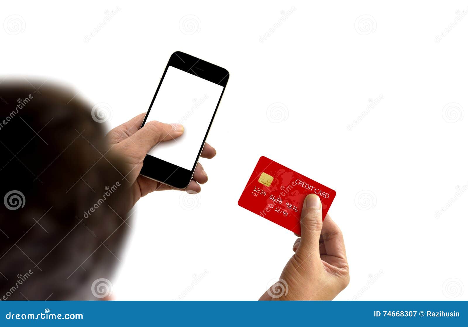 Credit Card Online Transaction Using Smartphone Stock Image - Image of ...