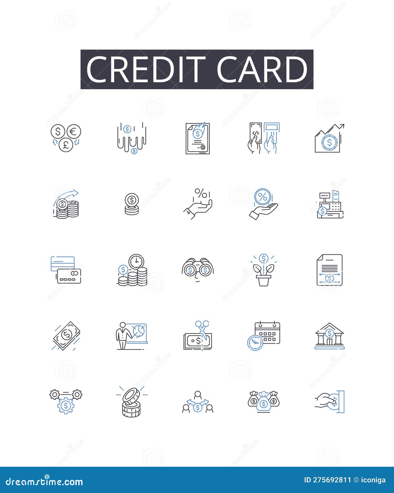 Credit Card Line Icons Collection. Prioritization, Efficiency, Planning ...