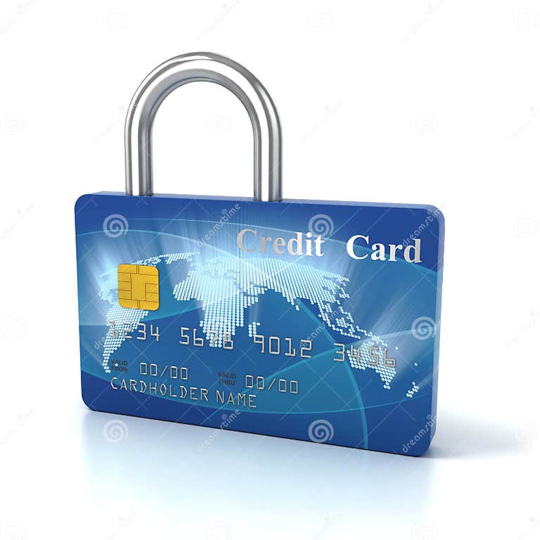 Credit card padlock stock illustration. Illustration of banking - 16800538