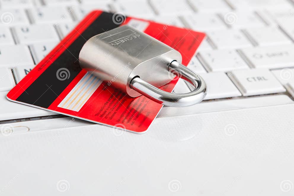 Credit Card and Padlock on Padlock. Stock Photo - Image of bank ...
