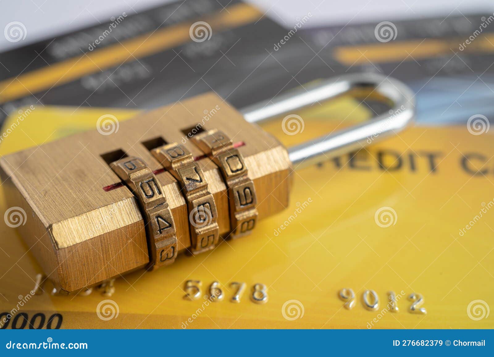 Credit Card with Password Key Lock, Finance Security Concept Stock ...