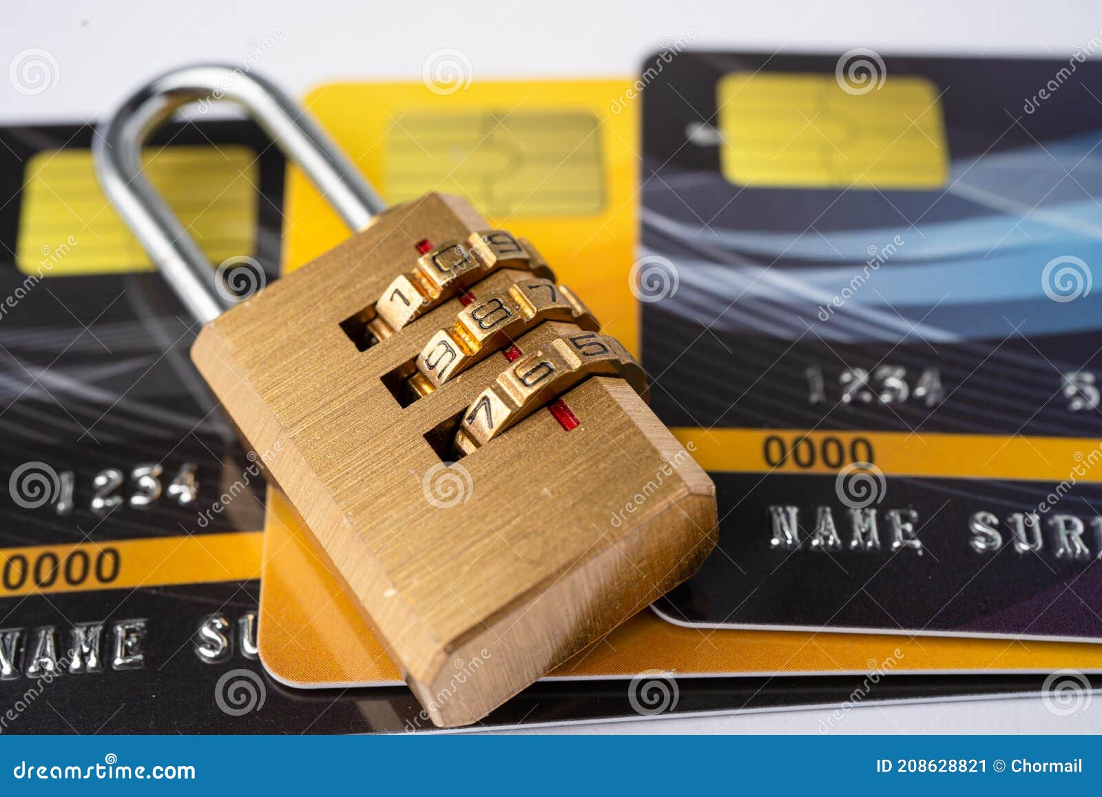 Credit Card with Password Key Lock on White Background Stock Image ...