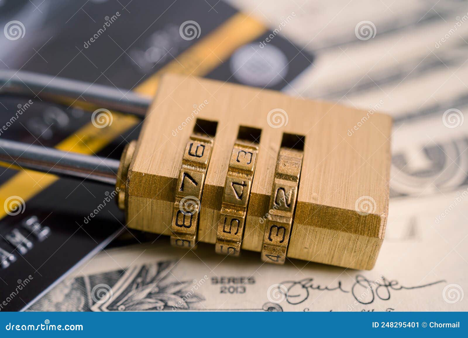 Credit Card with Password Key Lock Security on US Dollar Banknotes ...