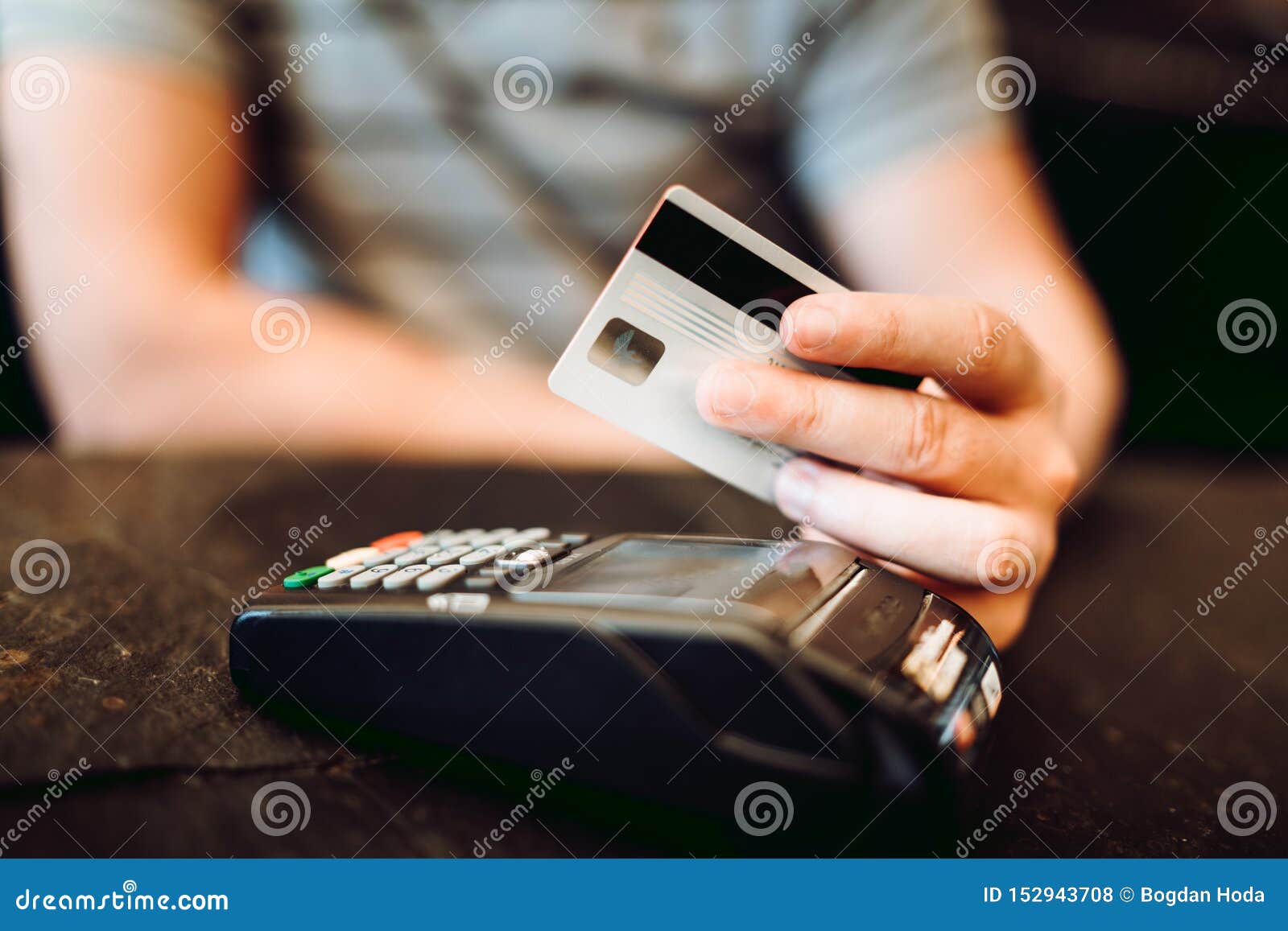 Credit Card Payment at Restaurant. Man Paying for Lunch with Credit ...