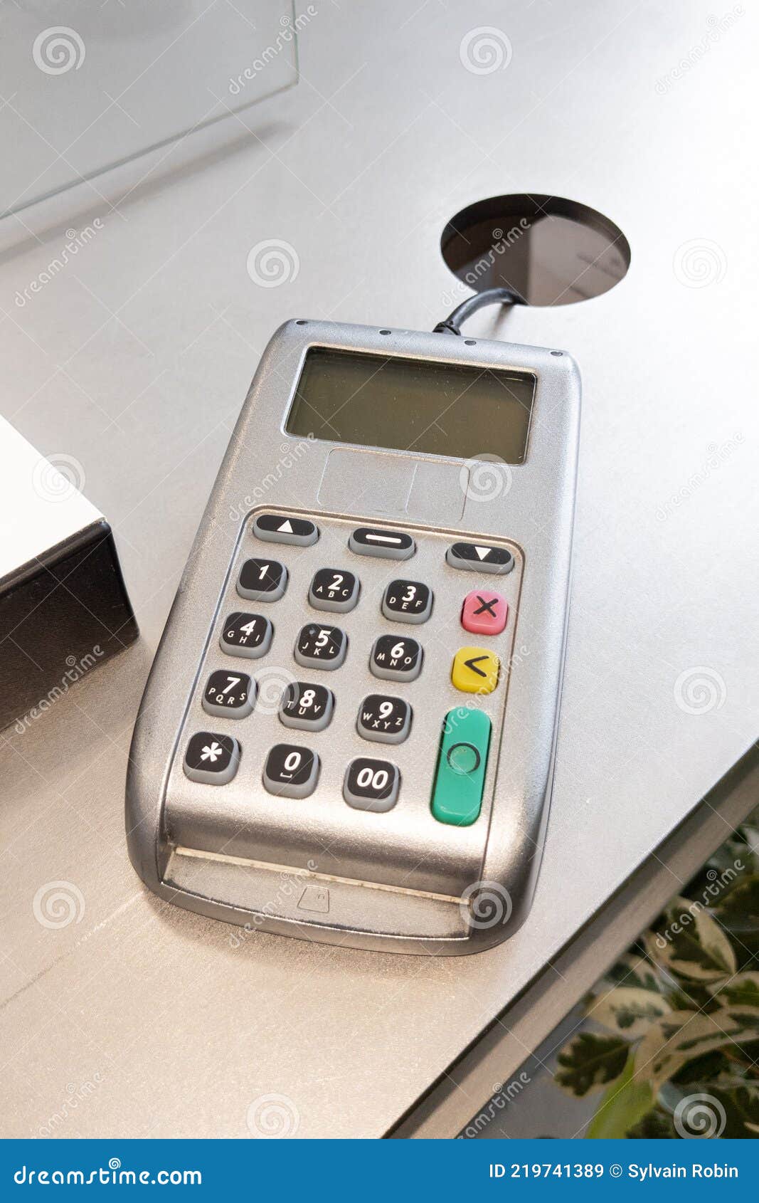 Credit Card Payment Terminal Grey in Shop Stock Image - Image of grey ...