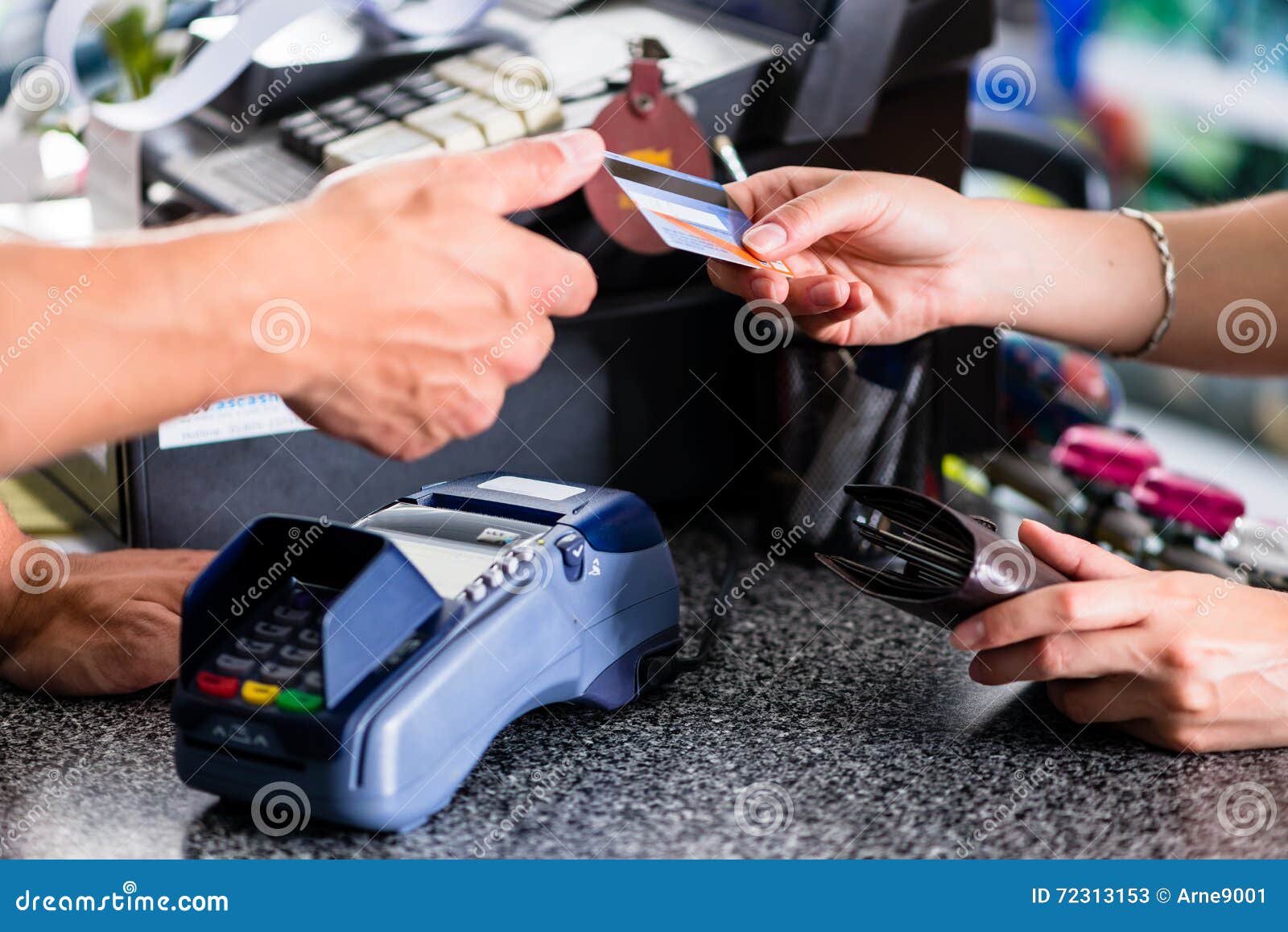 Credit Card Payment at Terminal in Shop Stock Image - Image of transfer ...