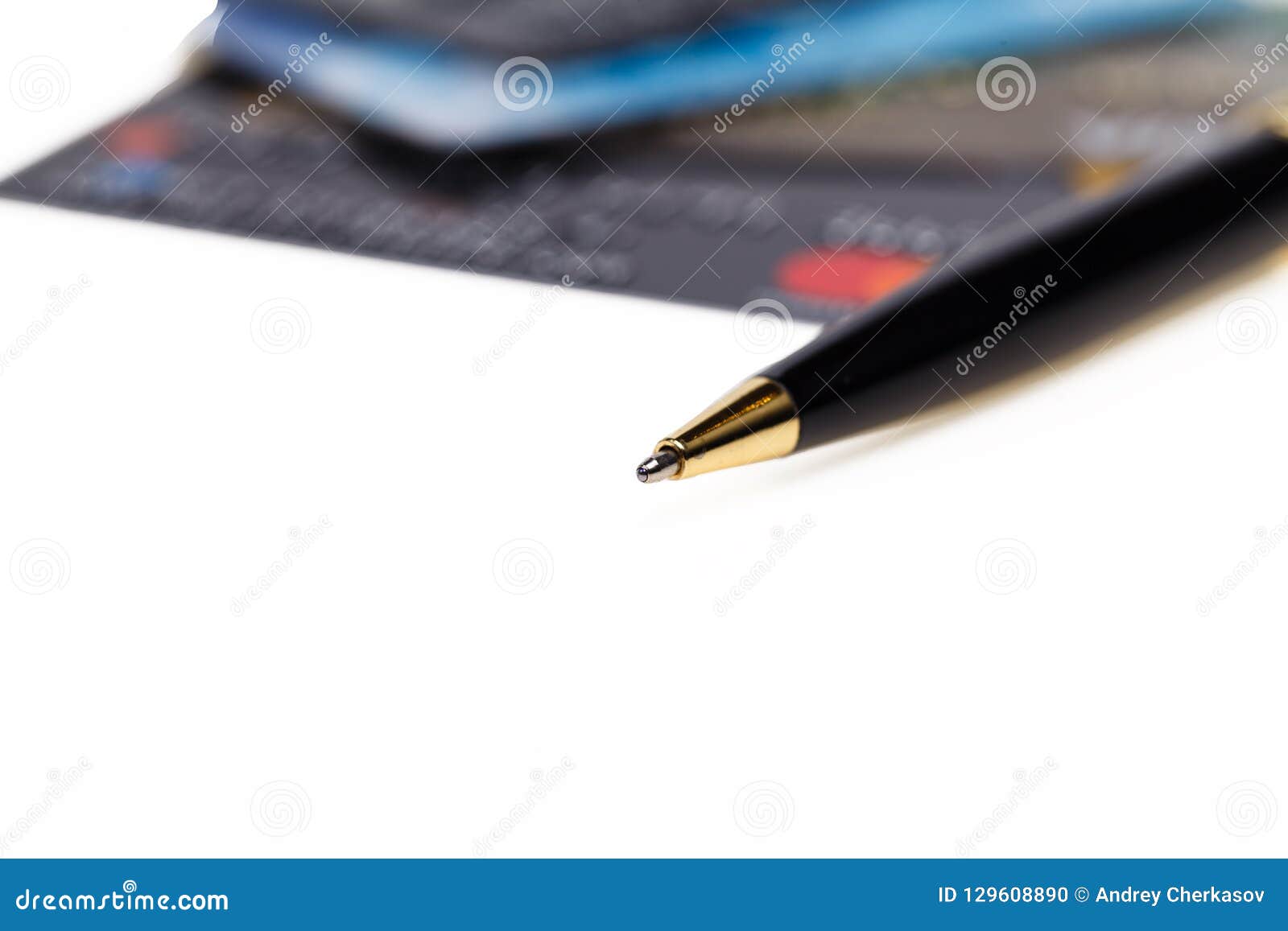 Credit card and pen stock photo. Image of closeup, debt - 129608890