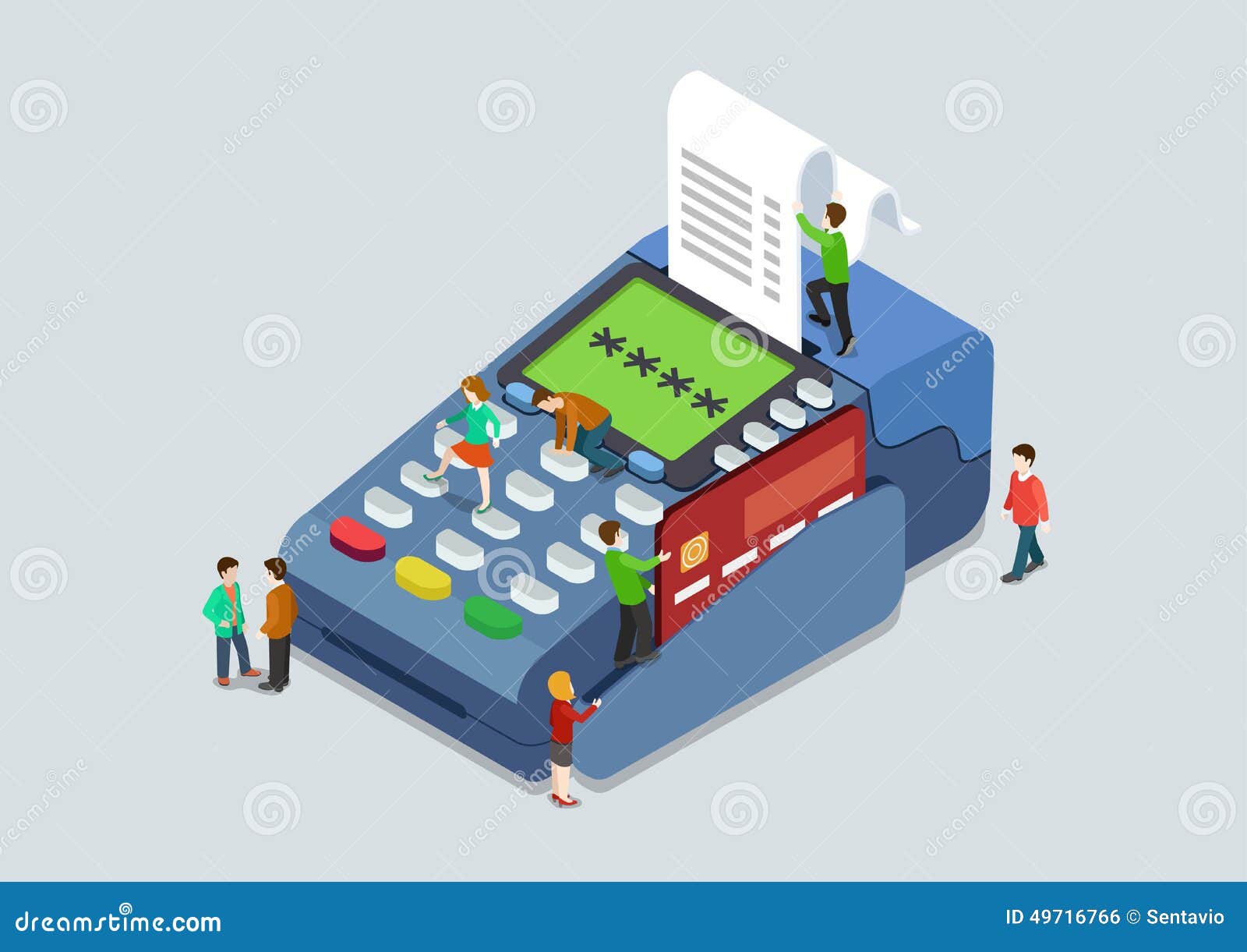 Credit Card Pin Payment Terminal Concept Flat 3d Web Isometric Stock ...