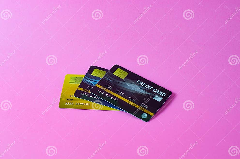 Credit Card on Pink Background Stock Photo - Image of banking, macro ...