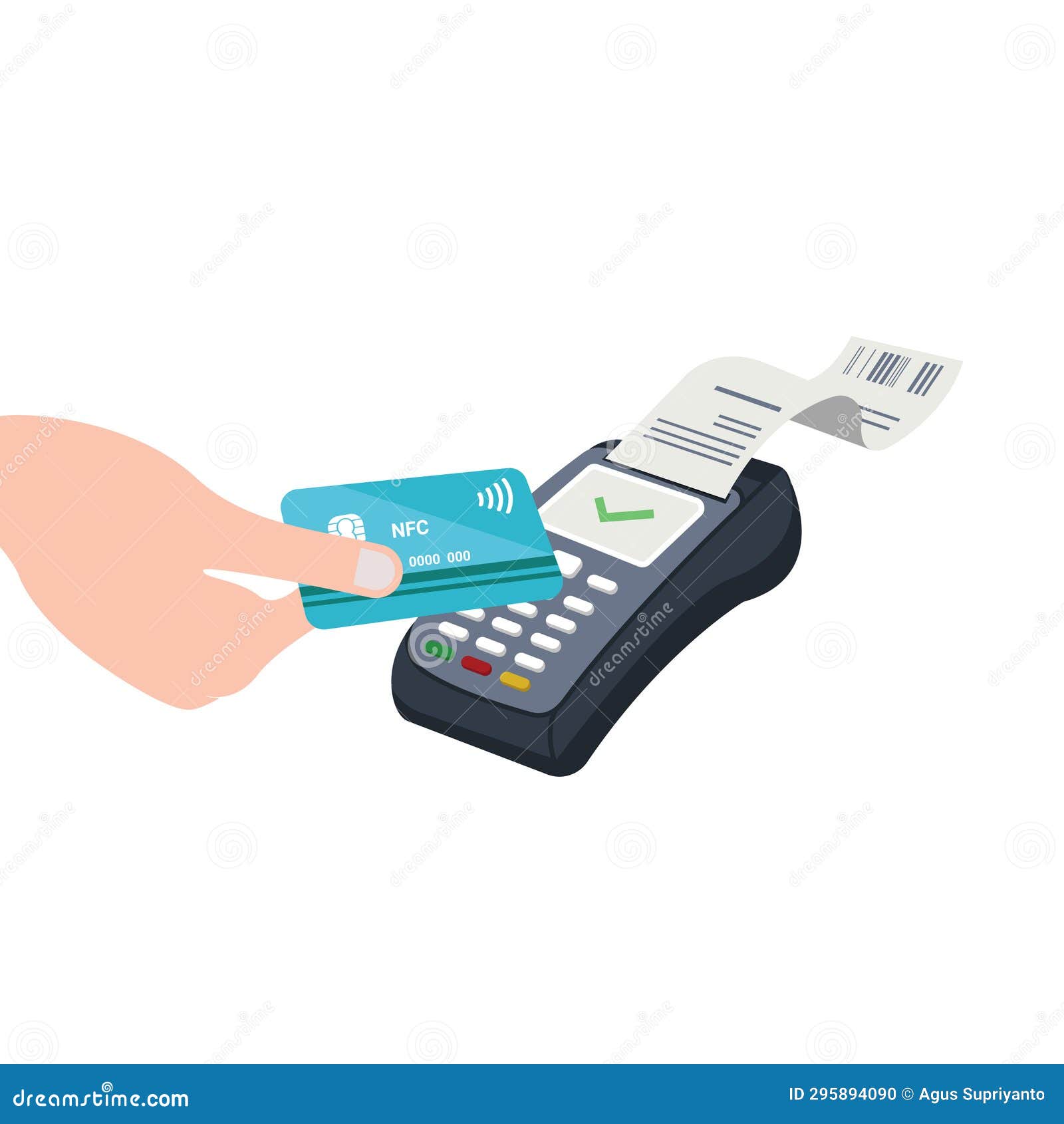 Credit Card Processing Service. Hands Close Up Accept Contactless Payments Using Terminal ...