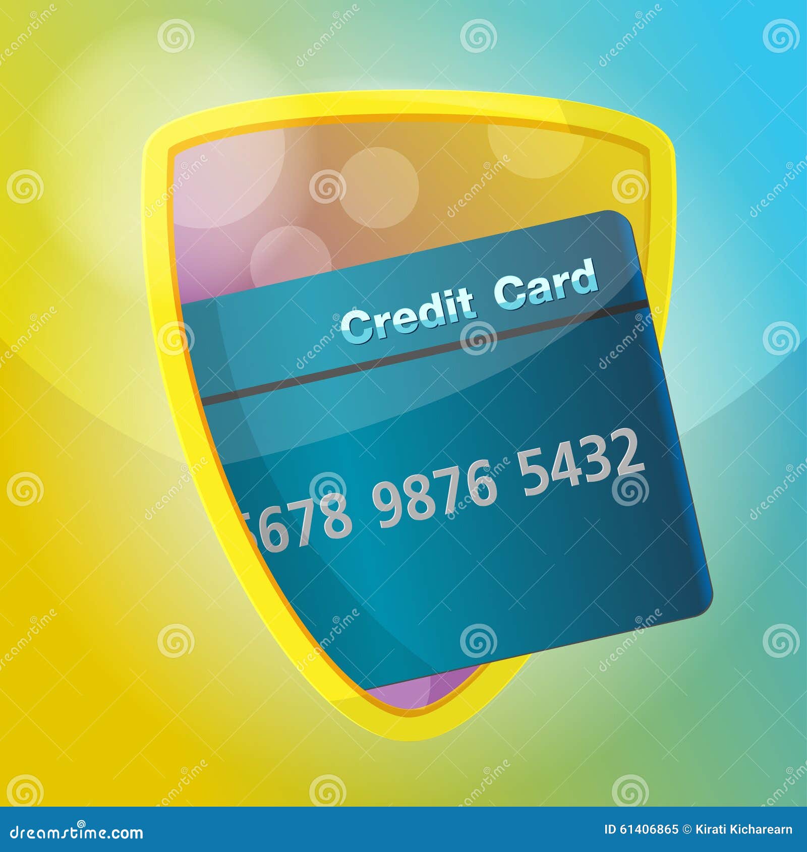 Credit Card Protect Shield Gold Finance Stock Illustration ...