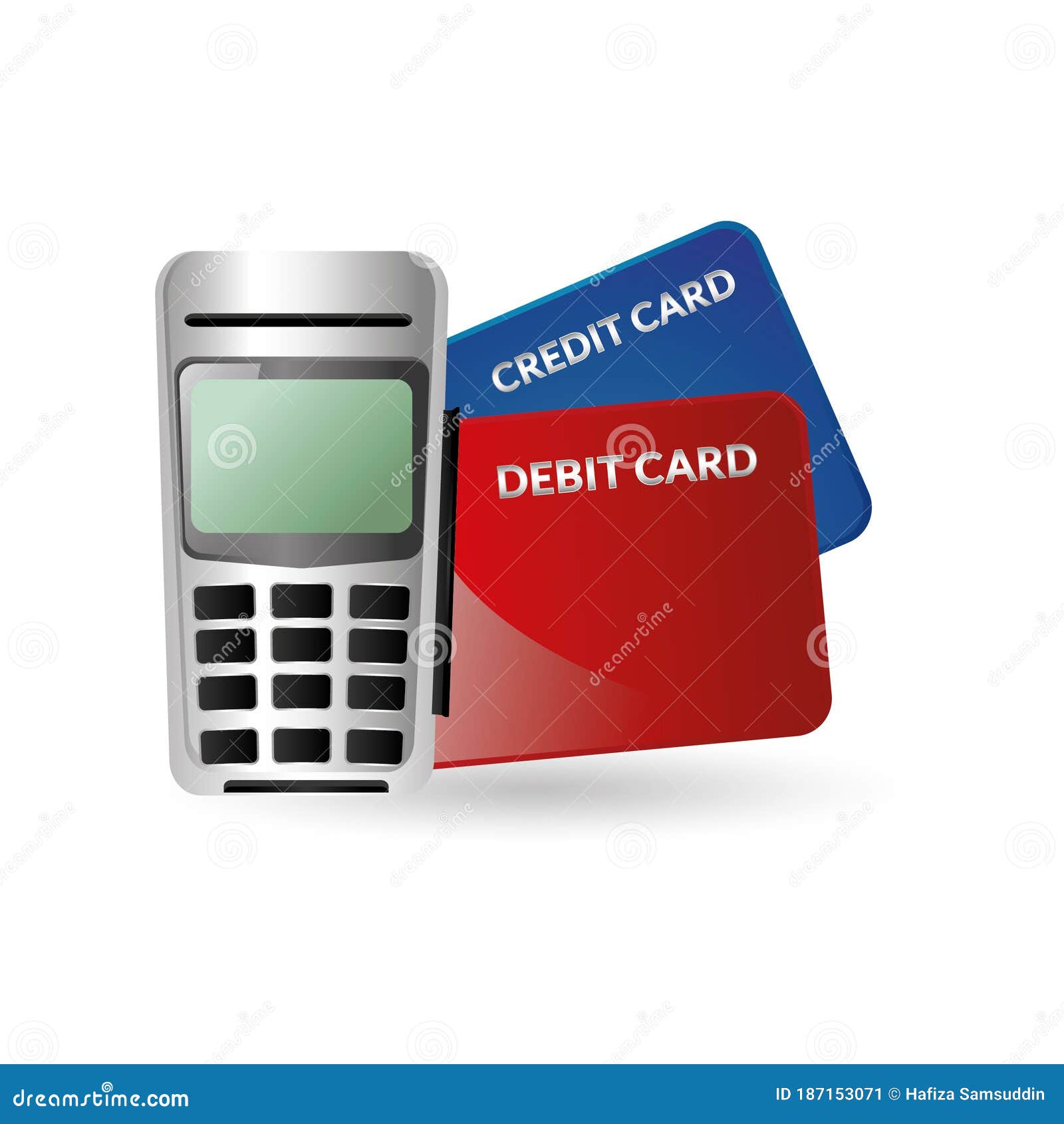 Credit Card Reader and Banking Cards. Vector Illustration Decorative ...