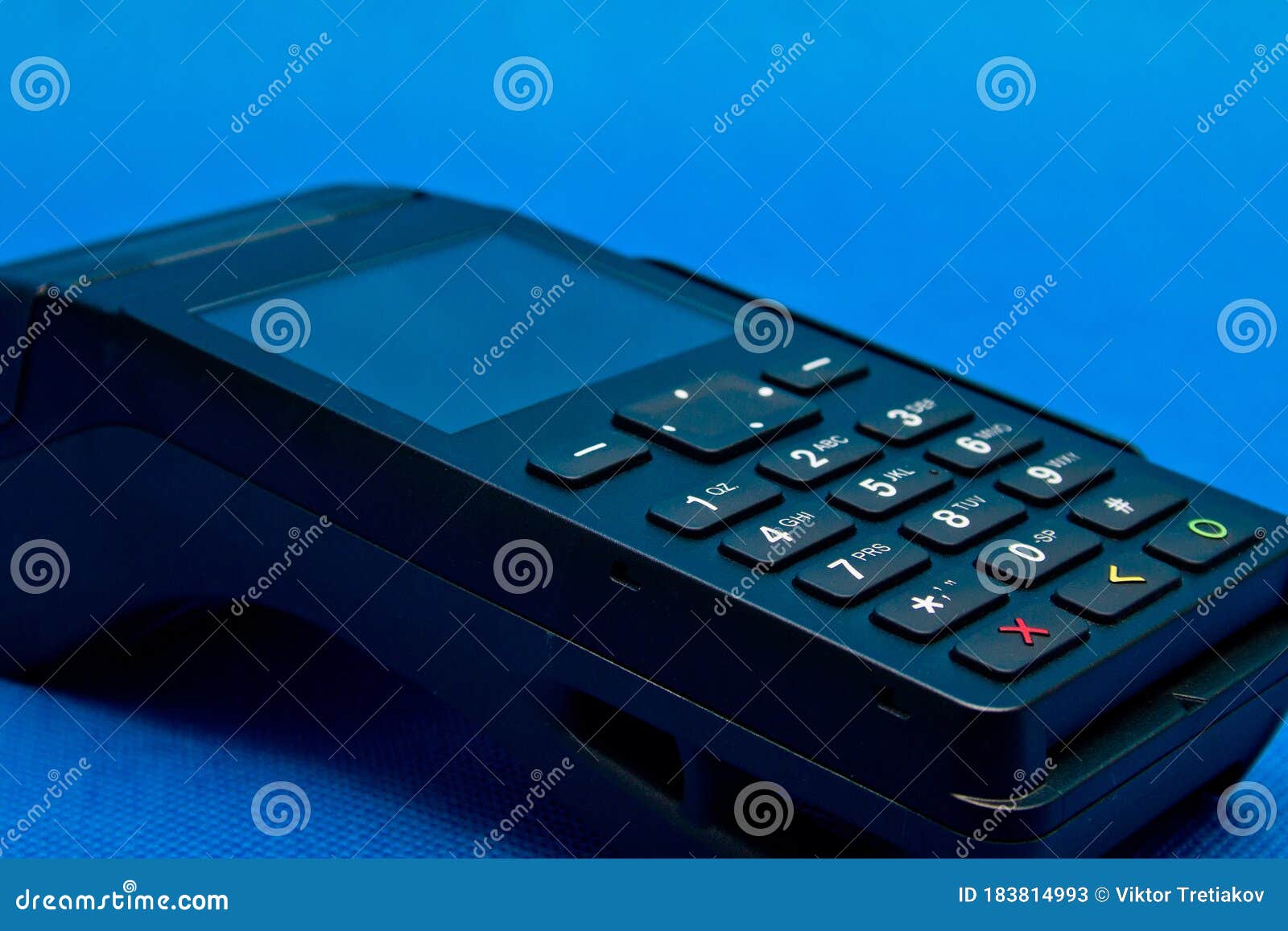 Credit Card Reader on a Blue Background Close Up Stock Image - Image of ...