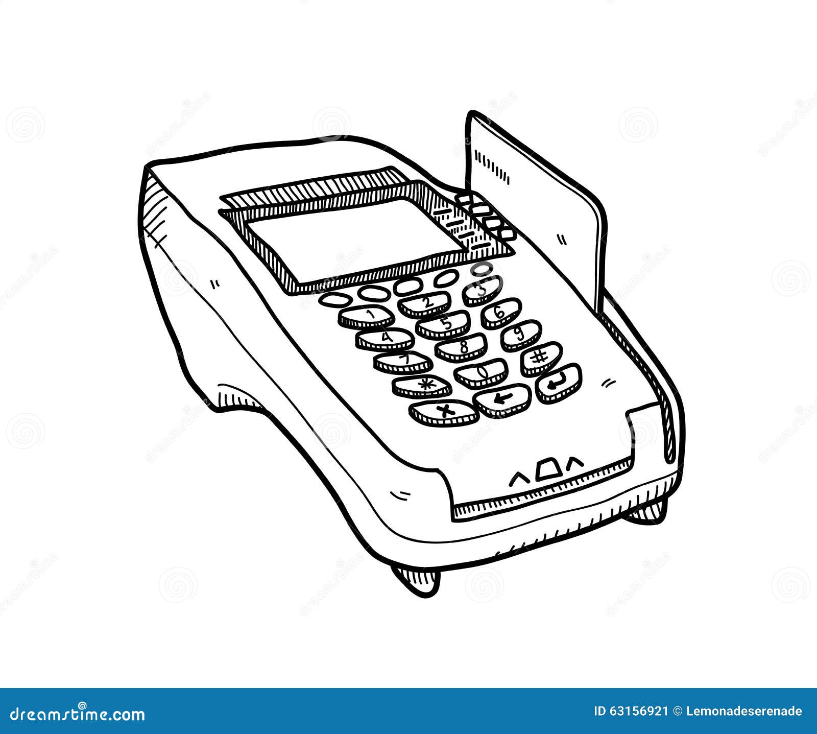 Credit Card Reader Doodle stock vector. Illustration of banking - 63156921