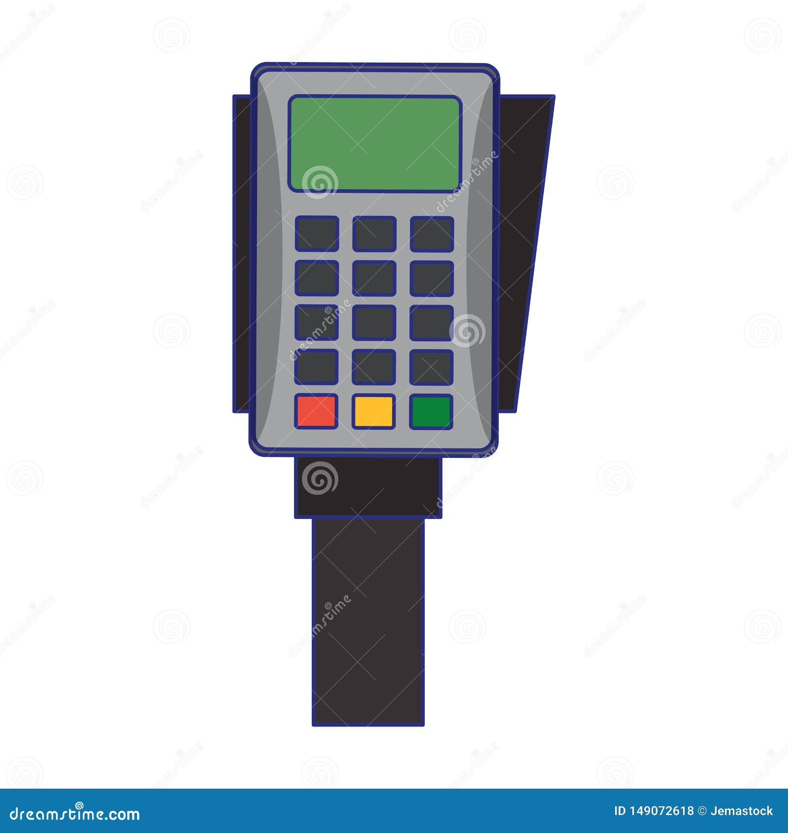 Credit Card Reader Electronic Payment Device Blue Lines Stock Vector ...