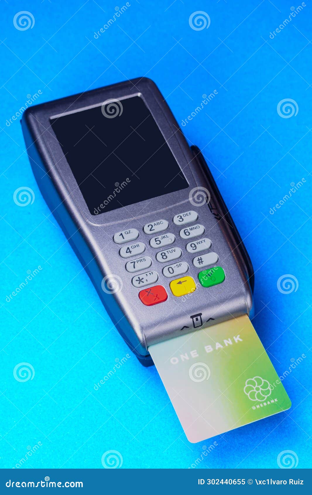 Credit Card Reader with a Credit Card Inserted in the Front Slot ...