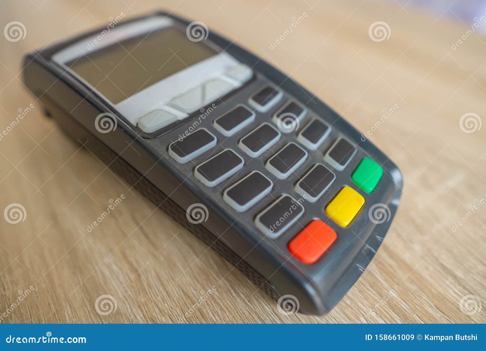 Credit Card Reader Machine Or Credit Card Terminal EDC On Wooden Table ...