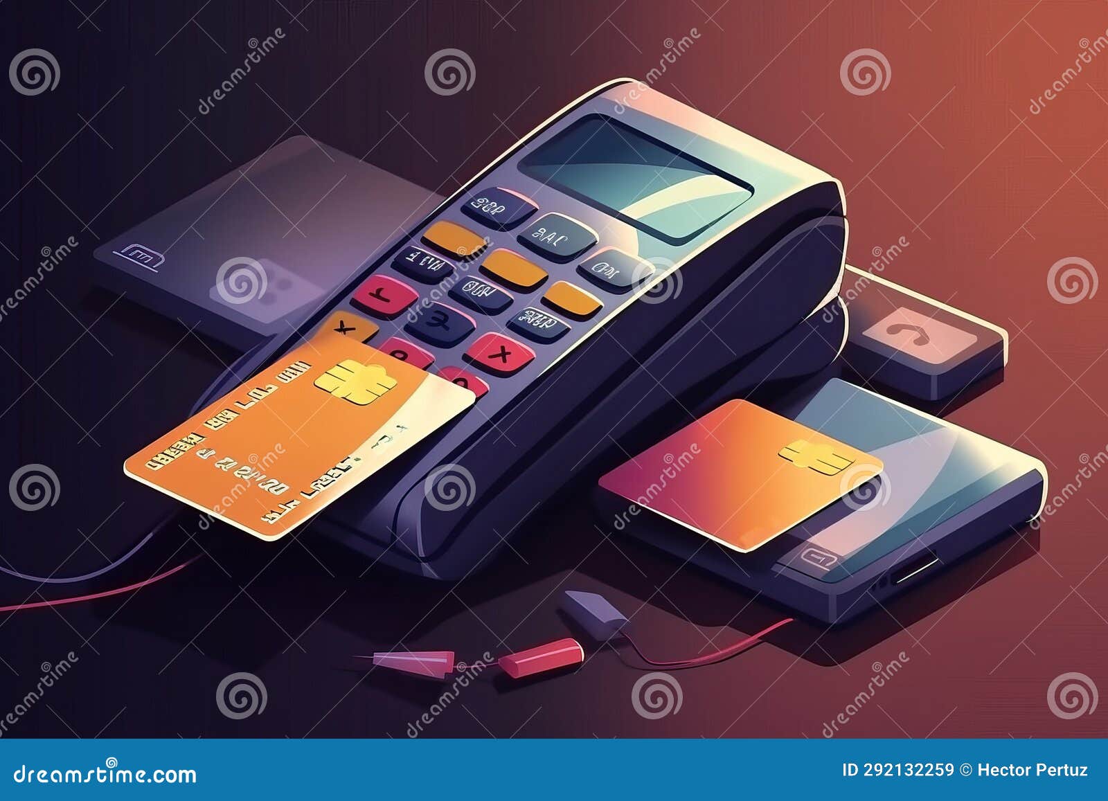 Credit Card Reader and Online Shopping Concept Illustration Stock ...