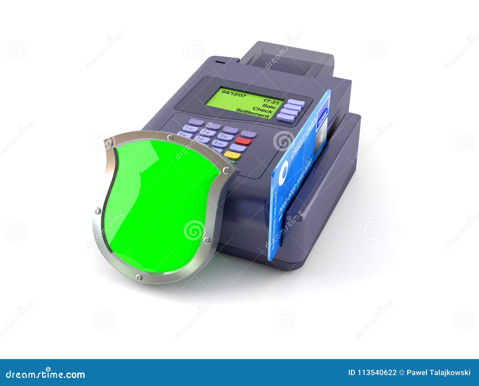 Credit Card Reader with Shield Stock Illustration - Illustration of ...