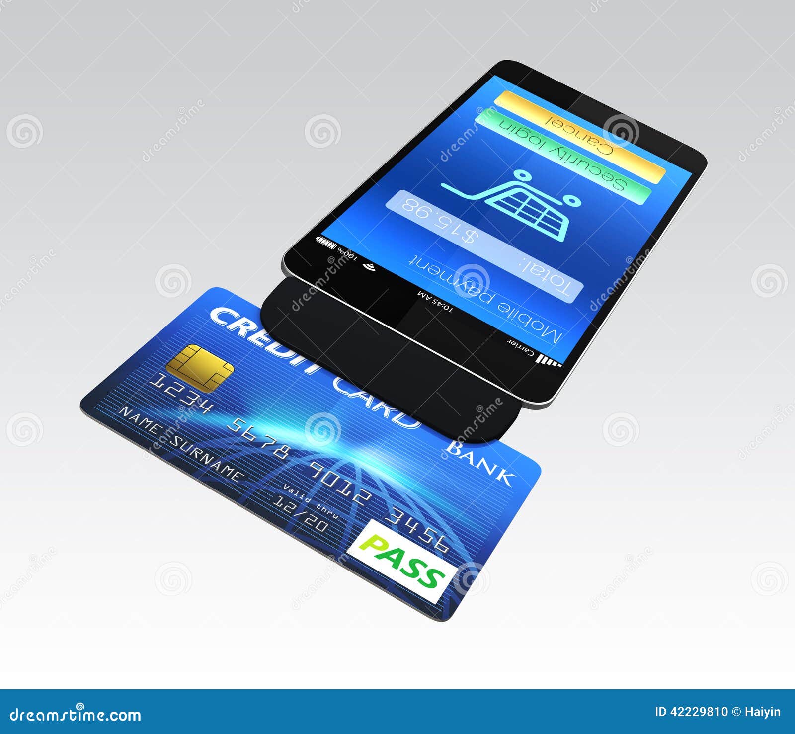 Credit Card Reader on Smart Phone for Mobile Payme Stock Illustration ...
