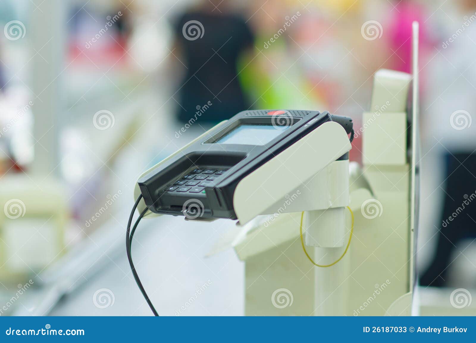 Credit Card Reader Terminal on Cash-desk in Shop Stock Image - Image of ...