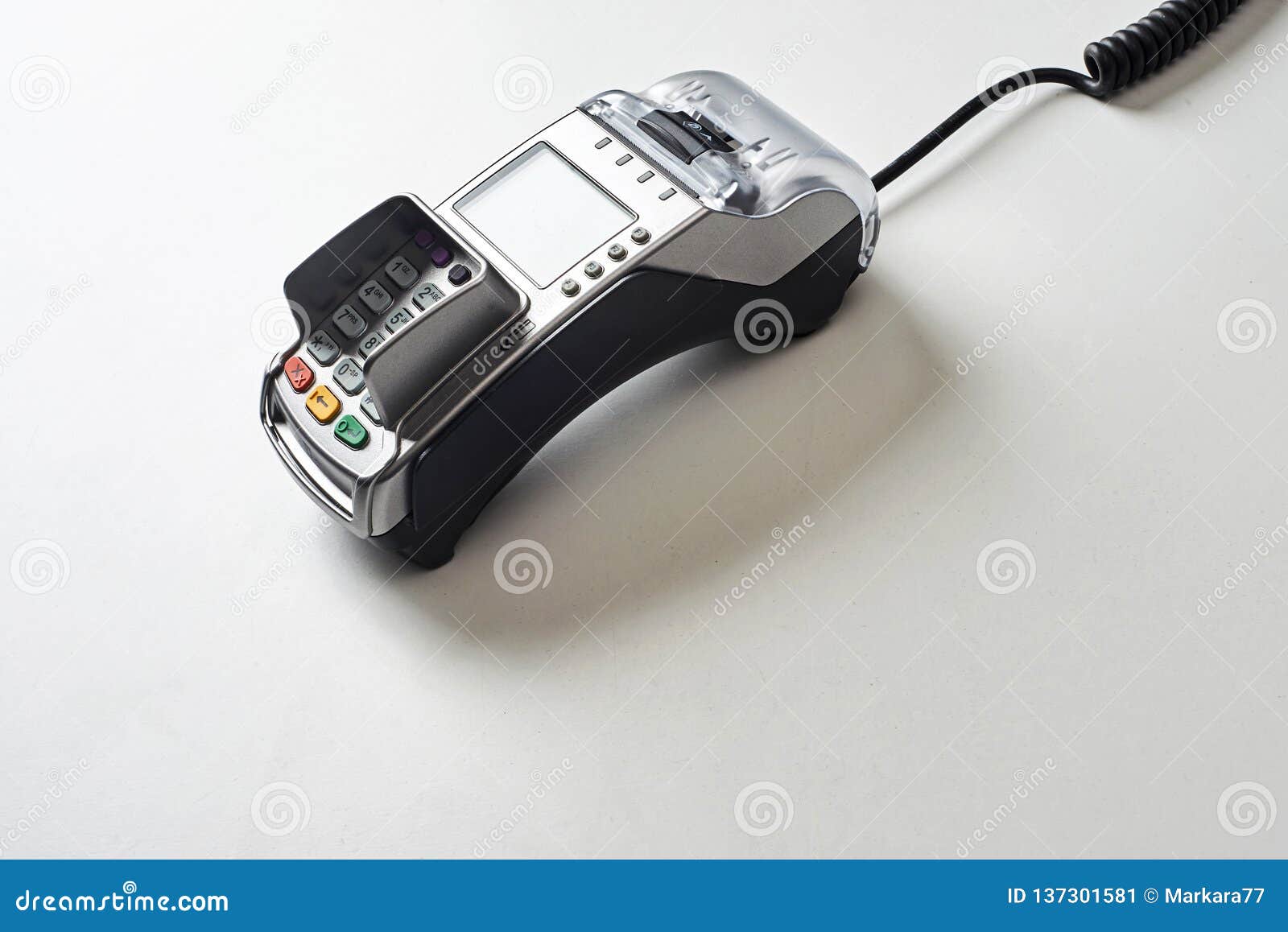 Credit Card Reader on White Table Background Stock Image - Image of ...