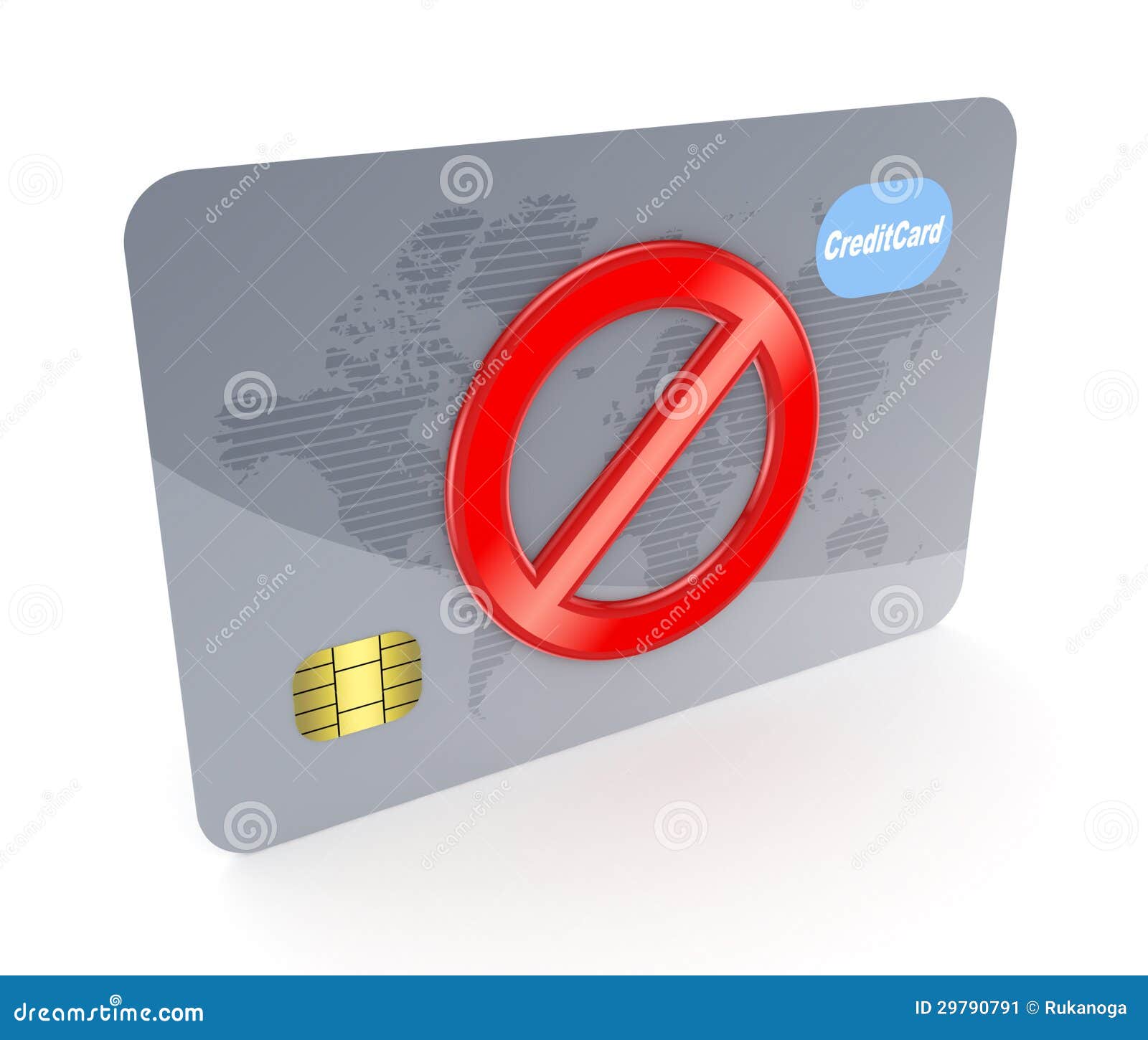 Credit Card with a Red Stop Symbol. Stock Illustration - Illustration ...