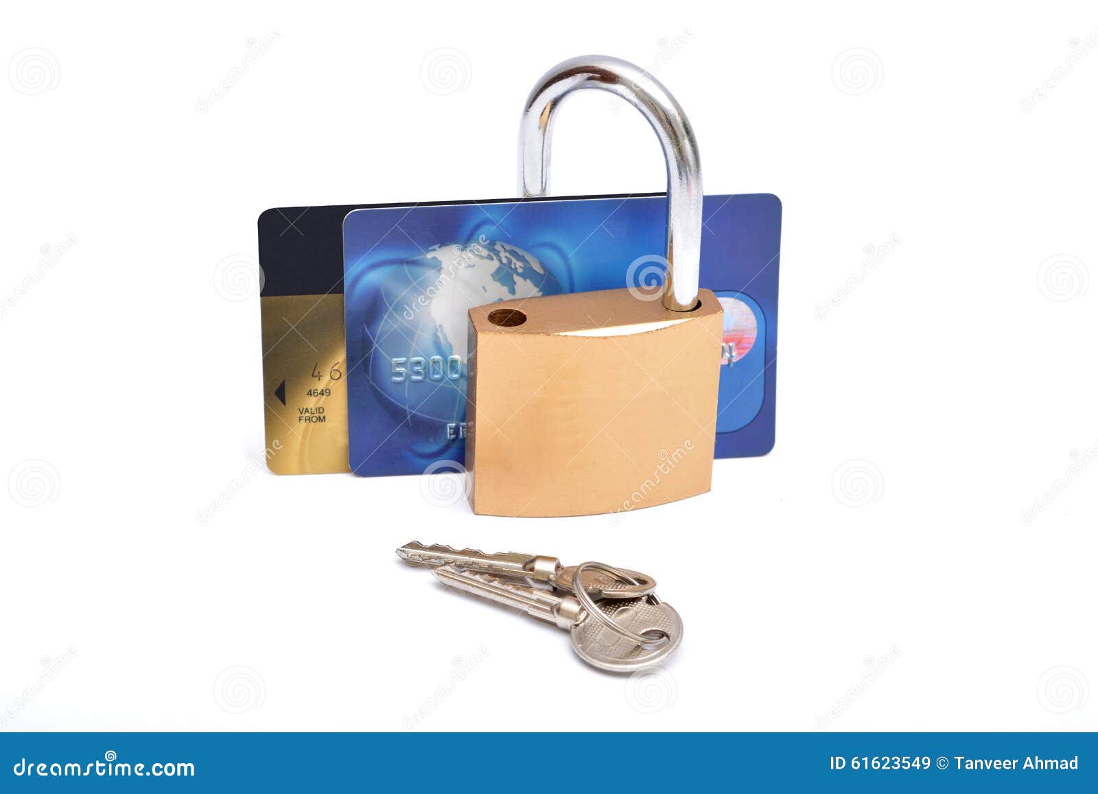 Credit Card Safety Lock with Keys Stock Image - Image of plastic, card ...