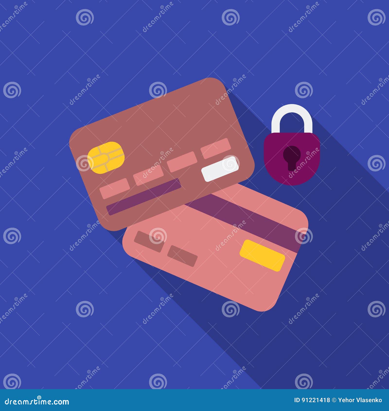 Credit Card Security Icon in Flat Style Isolated on White Background. E ...
