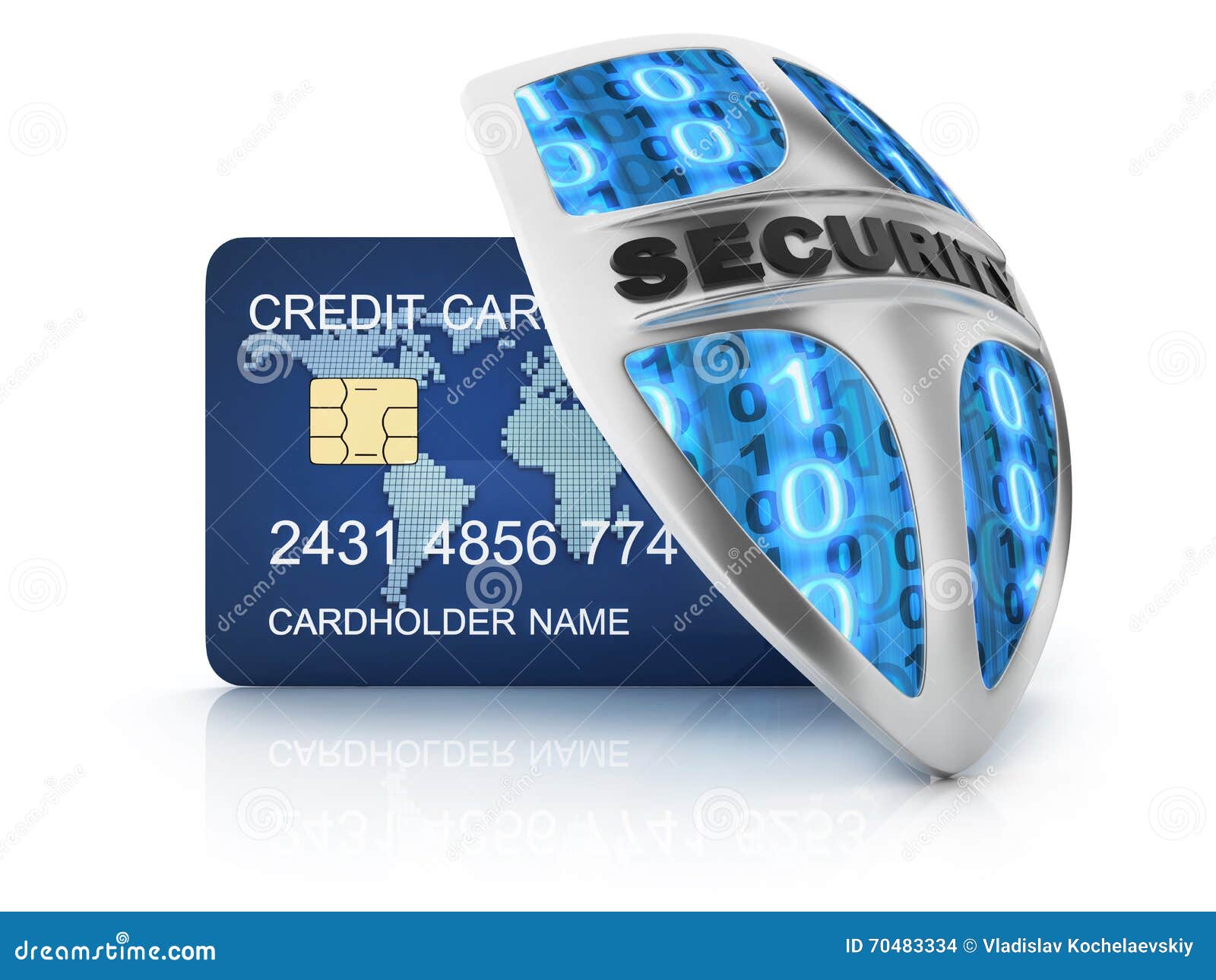 Credit Card and Security Shield Stock Illustration - Illustration of ...