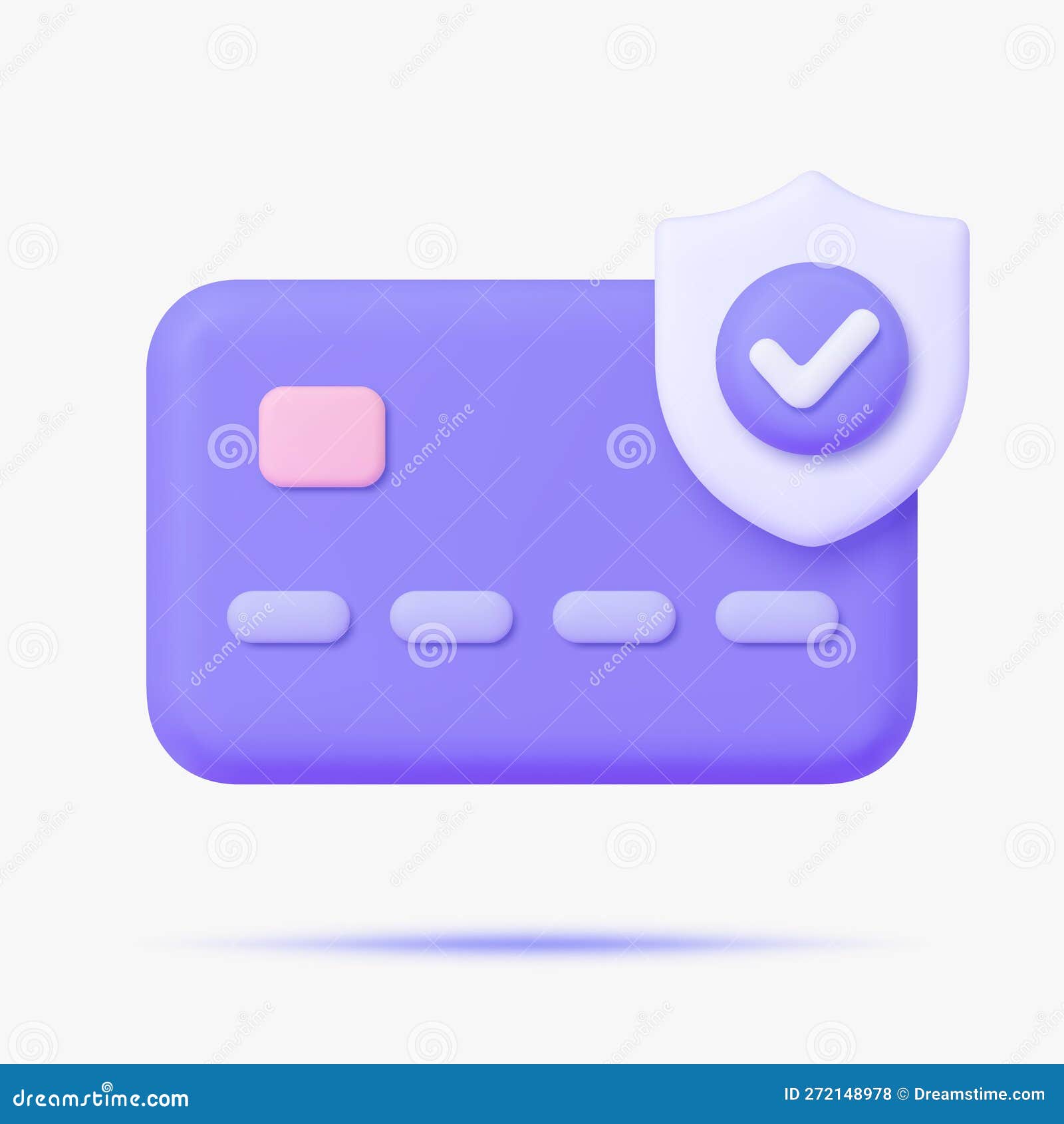 Credit Card with Shield 3d Vector Icon. Stock Illustration ...