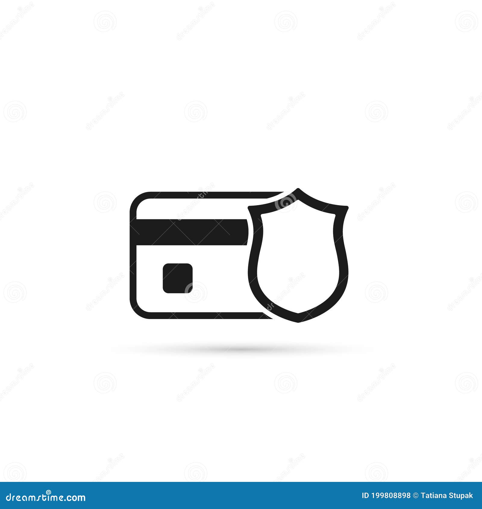Credit Card with Shield Vector Icon. Bank Card Protection Illustration ...