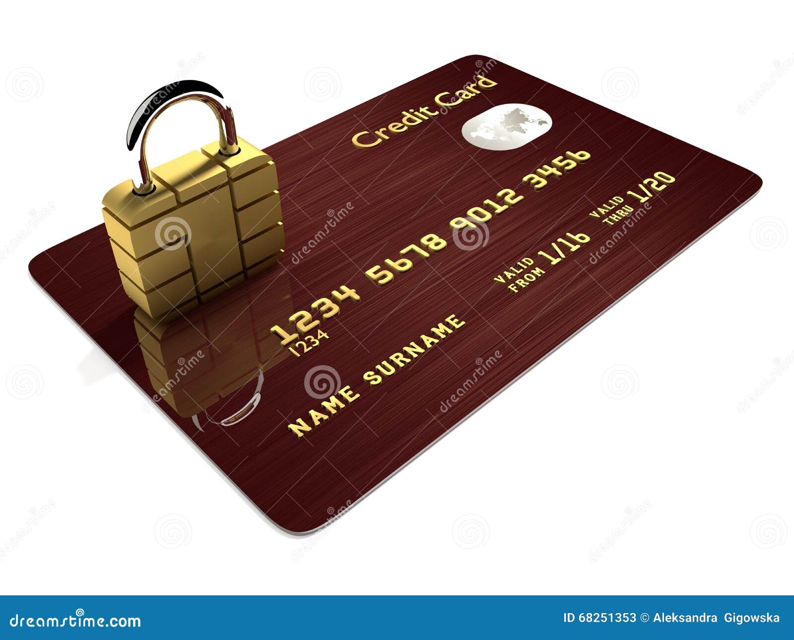 Credit Card With Sim Padlock Isolated Over White Stock Illustration ...