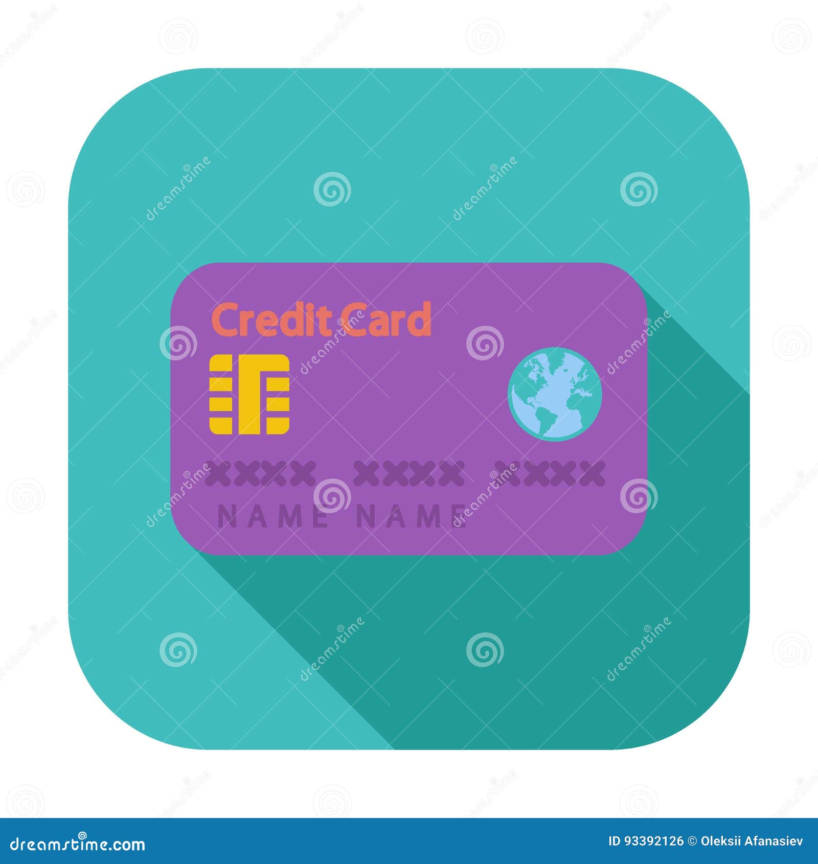 Credit Card Single Flat Icon. Stock Vector - Illustration of graphic ...