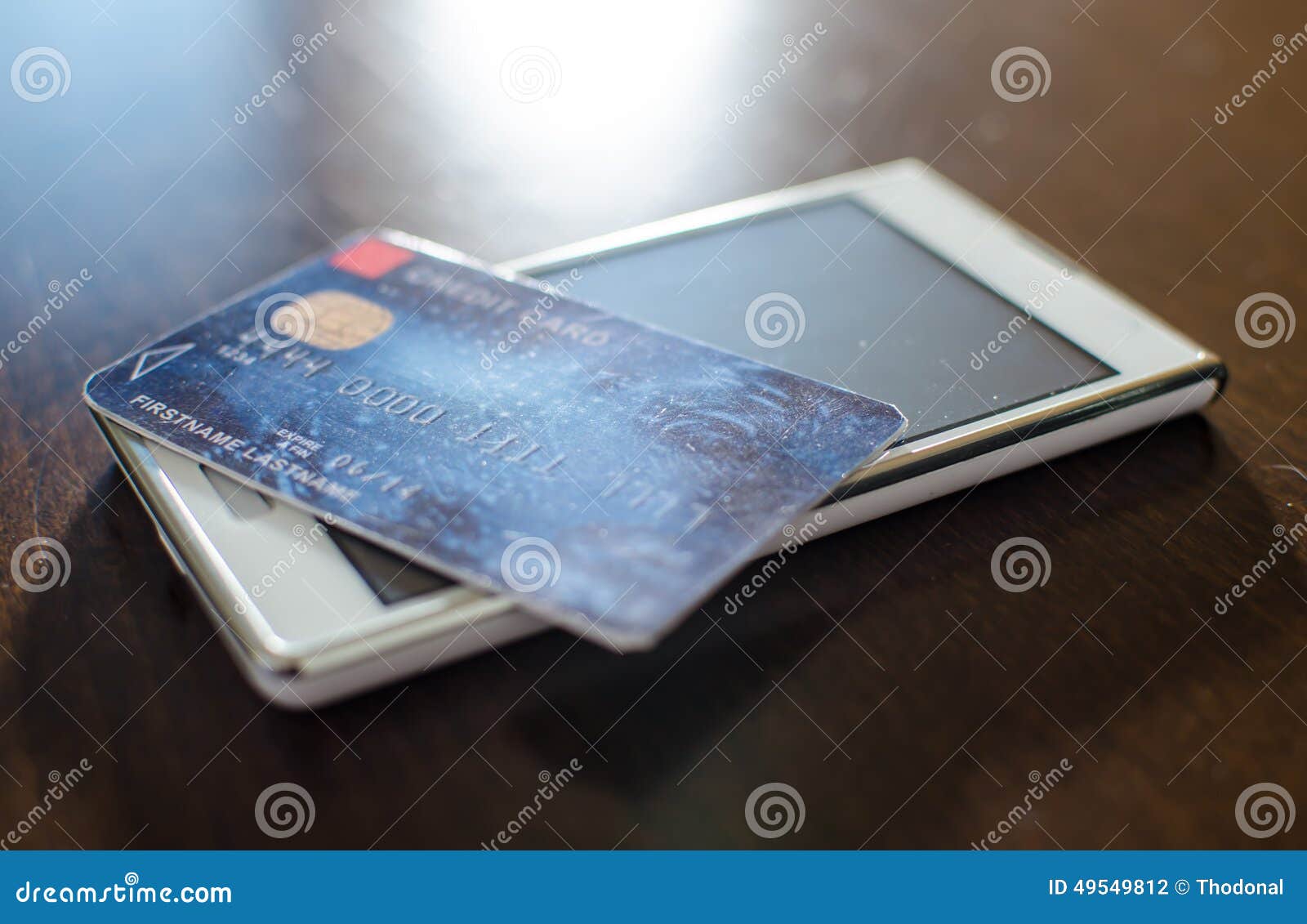 Credit card on smartphone stock photo. Image of money - 49549812