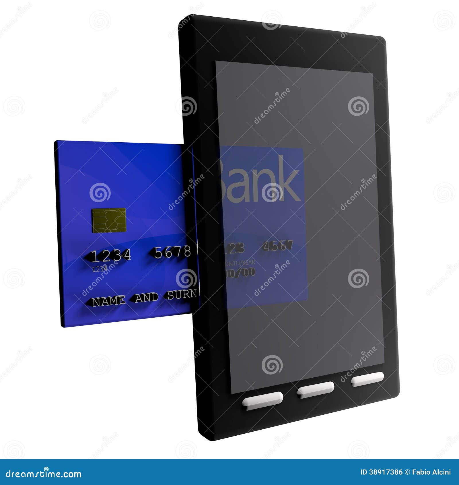 Credit card in smartphone stock illustration. Illustration of network ...