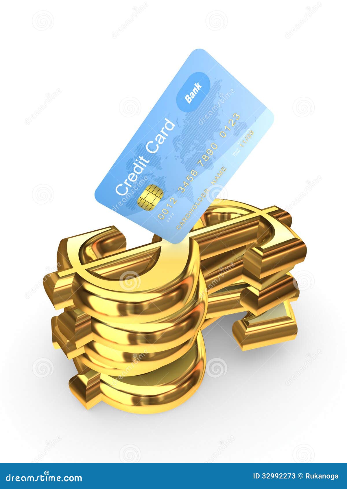Credit Card on a Stack of Dollar Signs. Stock Illustration ...