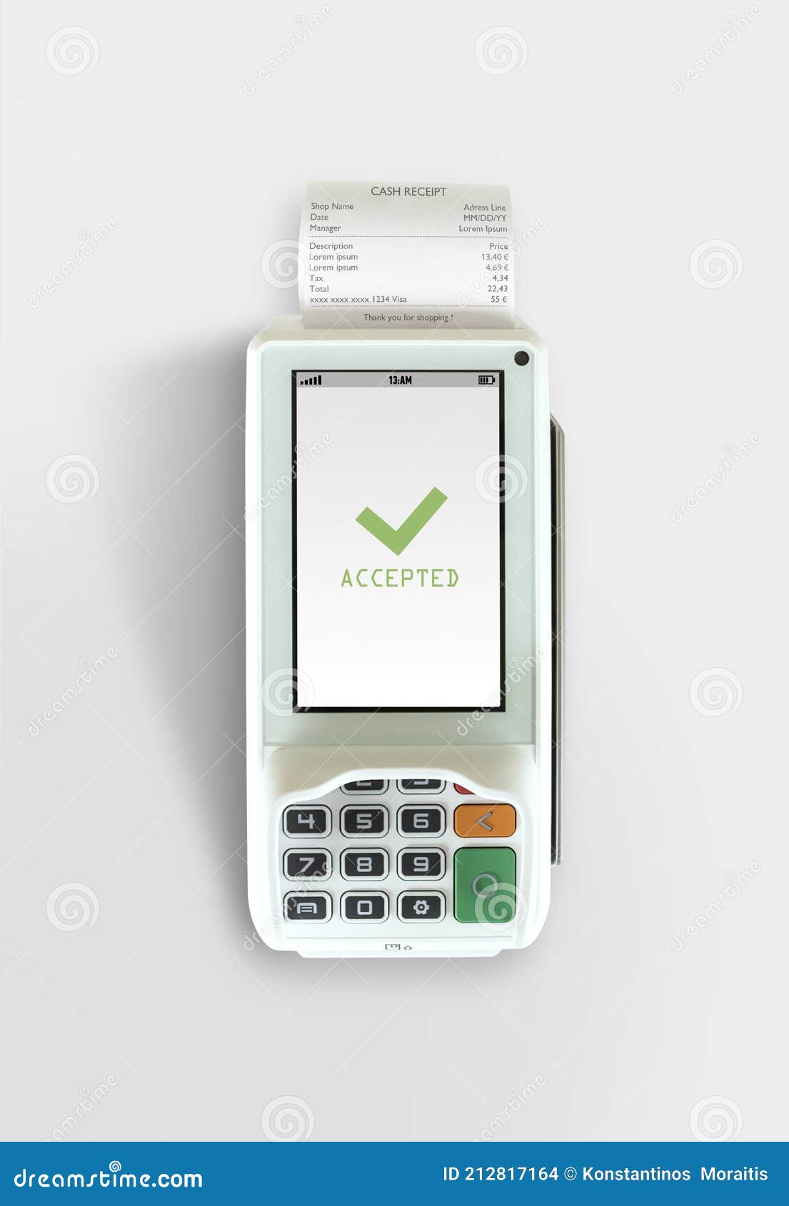 Credit Card Terminal Isolated on White Background Stock Photo - Image ...