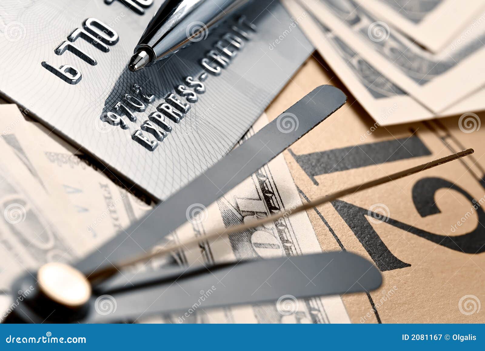 Credit Card, Time and Dollars Cash Stock Image - Image of currency ...