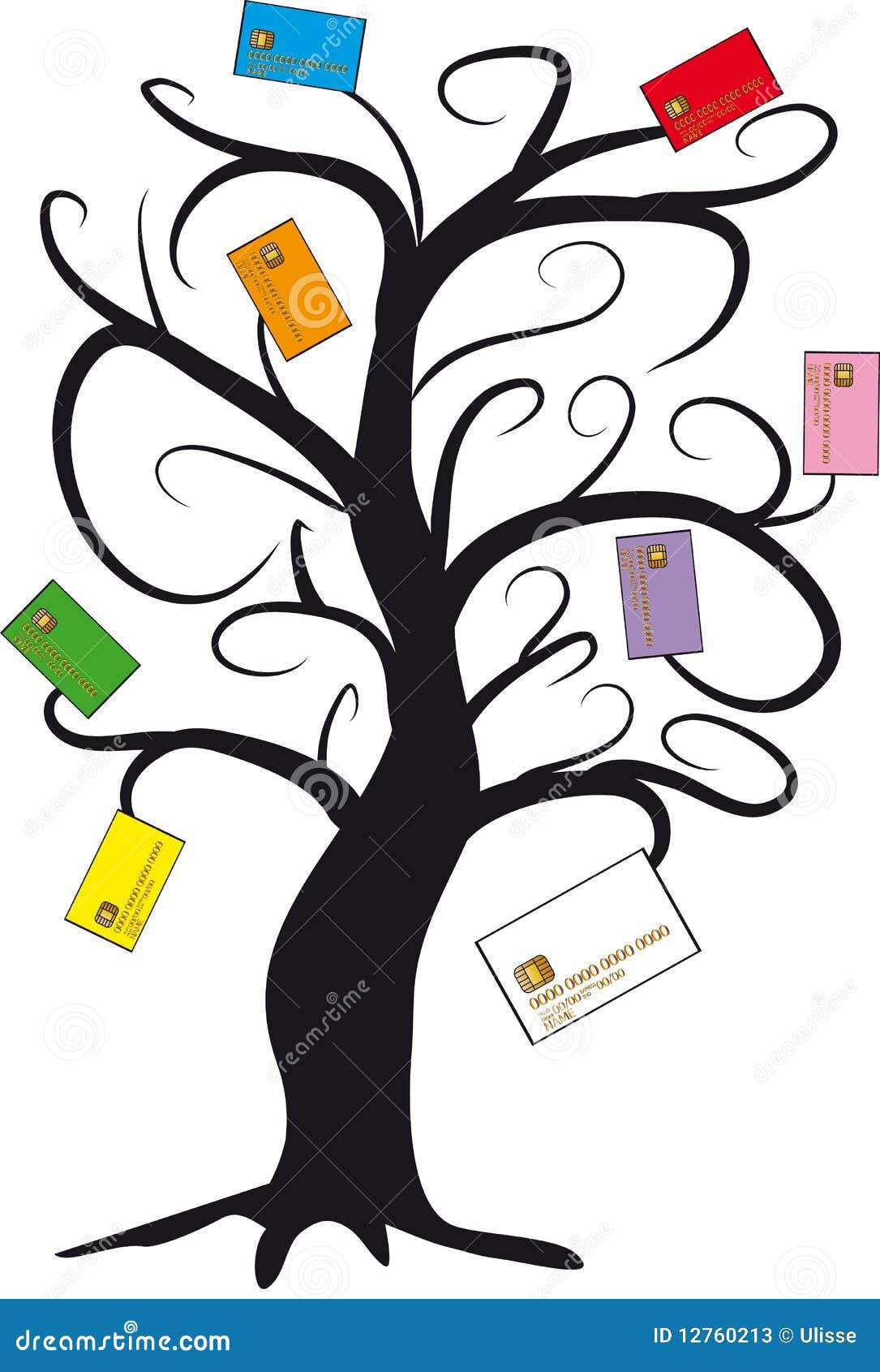 Credit card tree stock vector. Illustration of line, exchange - 12760213
