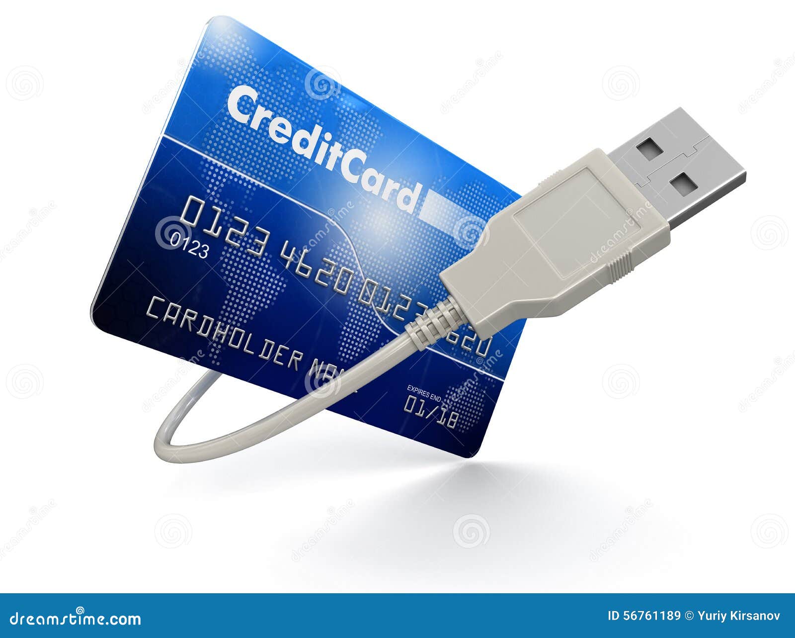 Credit Card and USB Cable (clipping Path Included) Stock Illustration ...