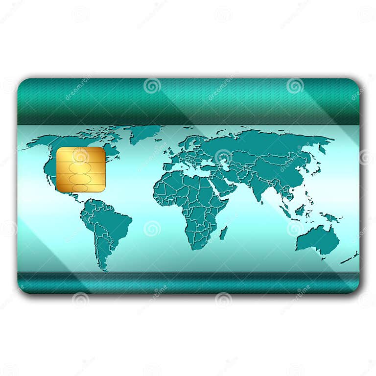 Credit card with world map stock illustration. Illustration of card ...