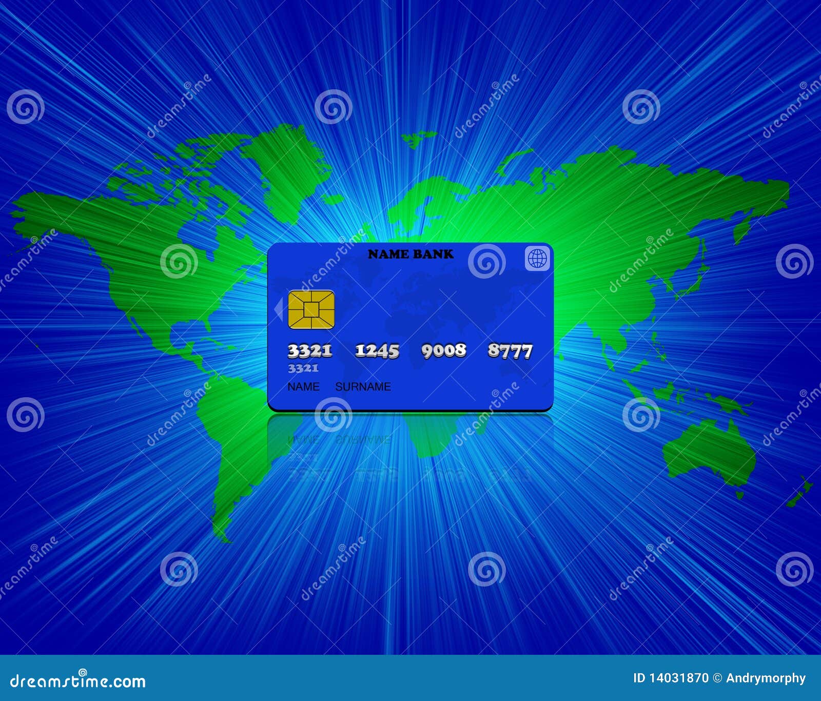 Credit card with world map stock illustration. Illustration of abstract ...